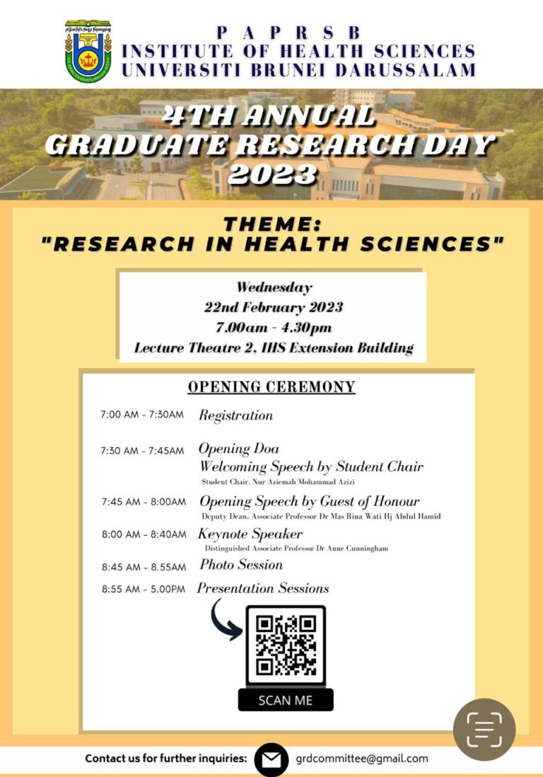 Graduate Studies Research Day 2023 - UBD PAPRSB Institute of Health ...